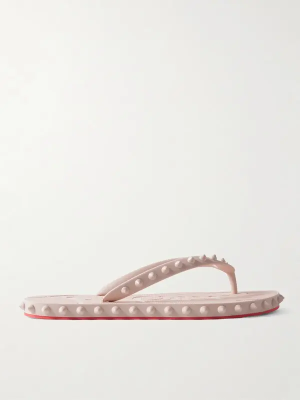 CHRISTIAN LOUBOUTIN Super Loubi Studded Flip Flops - Neutrals