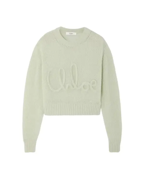 Chloé Embroidered Alpaca And Silk-blend Sweater - Green