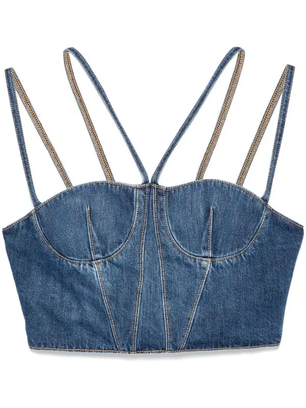 NENSI DOJAKA Denim Bustier Top - Blue