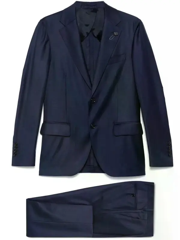 LARDINI Brooch-detail Suit - Blue