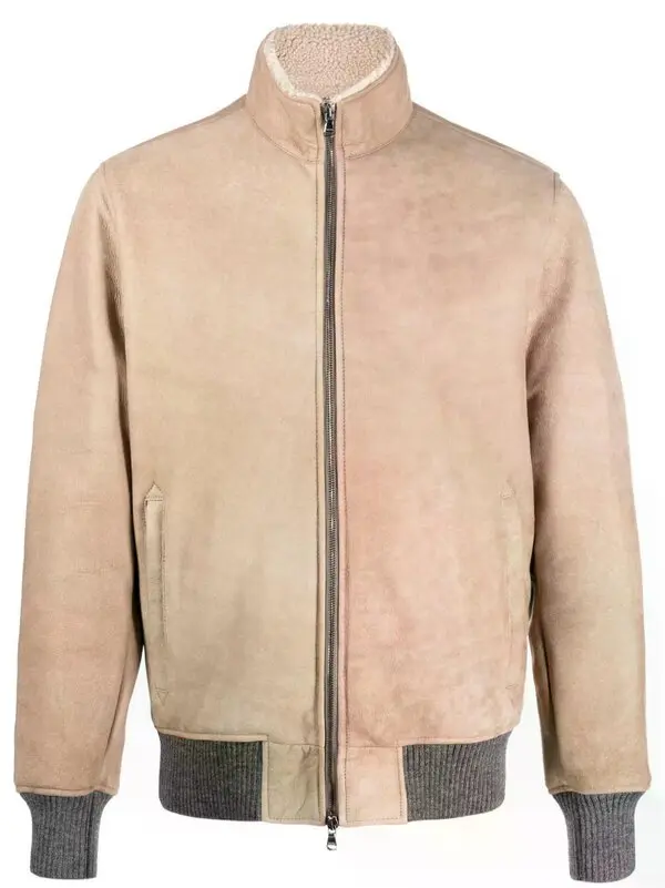 BARBA NAPOLI Leather Zip-up Jacket