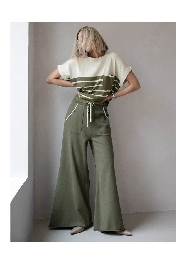 Splendid Veronica Trim Crop Wide Leg Pant - Olive