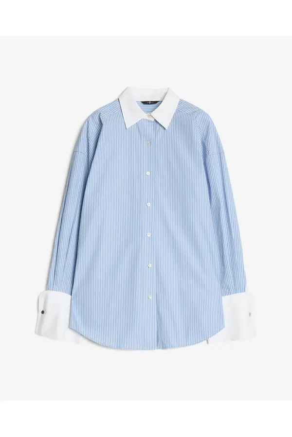 7 For All Mankind Poplin Oversized Pinstripe Shirt