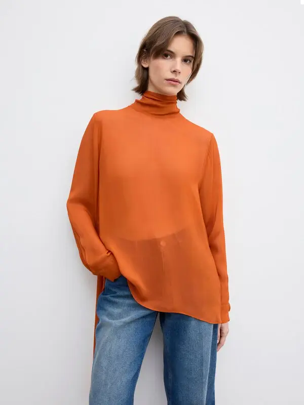 HOUSE OF DAGMAR Scarf Blouse - Orange Rust