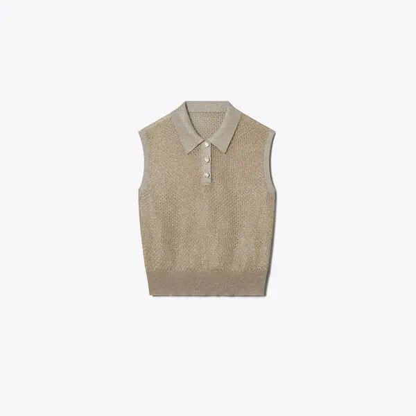 Tory Burch Metallic Mesh Polo