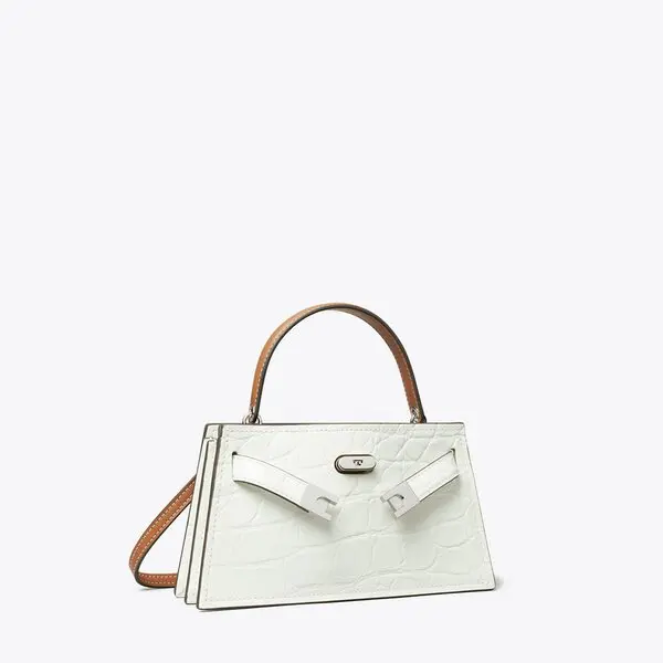 Tory Burch Petite Lee Radziwill Croc-embossed Bag - Blanc