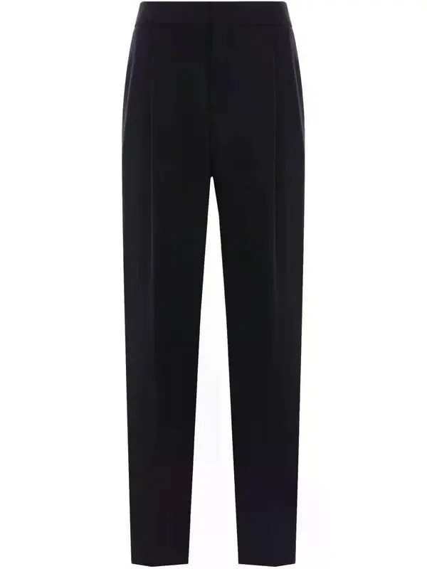 Giorgio Armani Wool Crepe Pleated Trousers - Blue