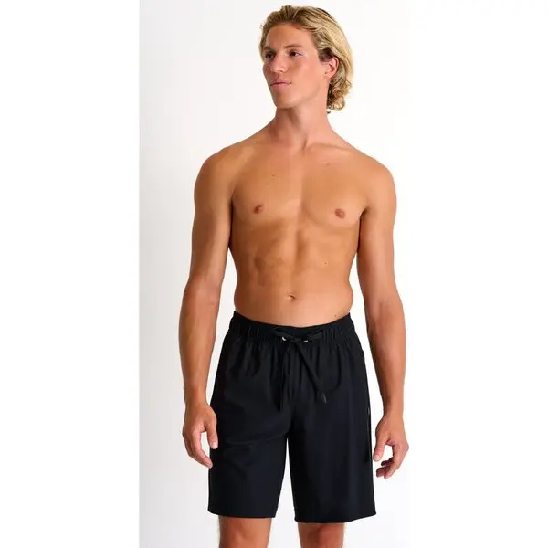 Shan Long Fit Stretch Swim Trunks - Black