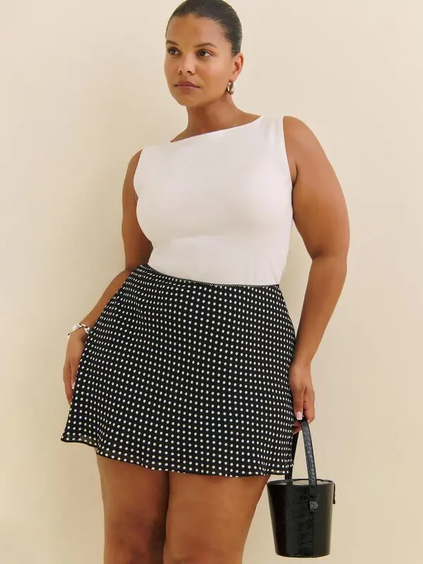 REFORMATION Brandy Mini Skirt - Caviar Dot