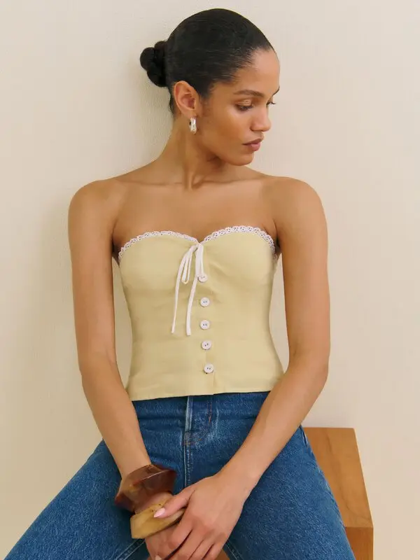 REFORMATION Dalia Strapless Top - Blonde