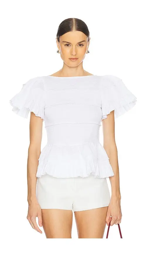 SUSAN FANG Smocked Peplum Top