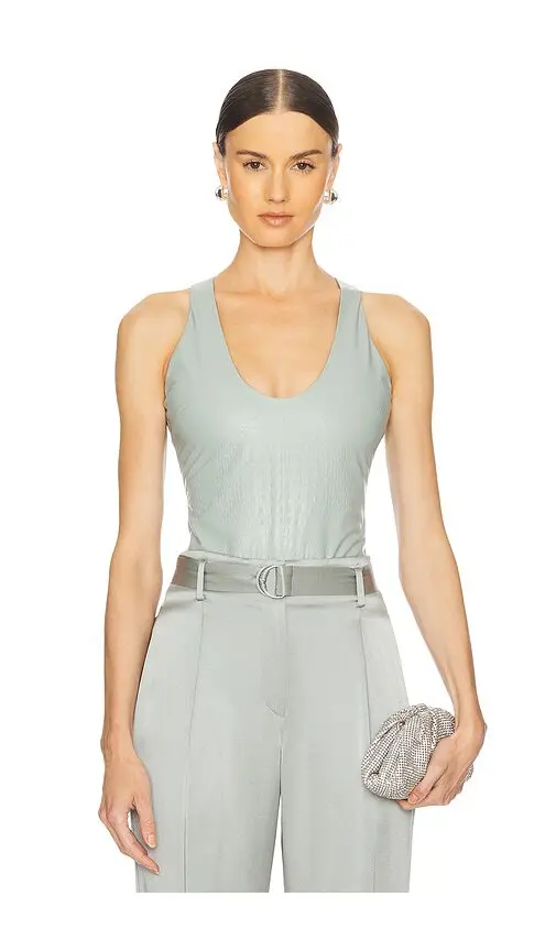 Lapointe Croc Faux Leather Scoop Bodysuit