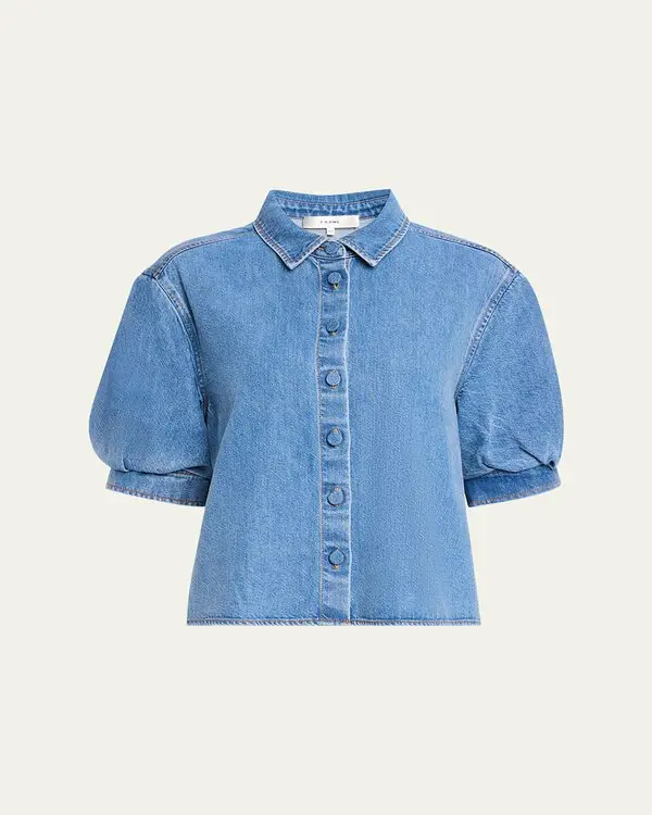 FRAME The Billow-sleeve Denim Shirt - Subtle