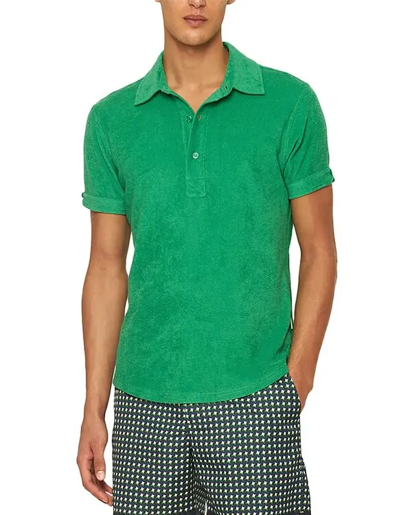 Orlebar Brown Sebastian Tailored Toweling Polo Shirt - Caddie Green