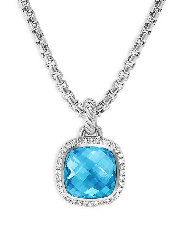 David Yurman Albion Pendant With Blue Topaz And Diamonds - Blue/silver