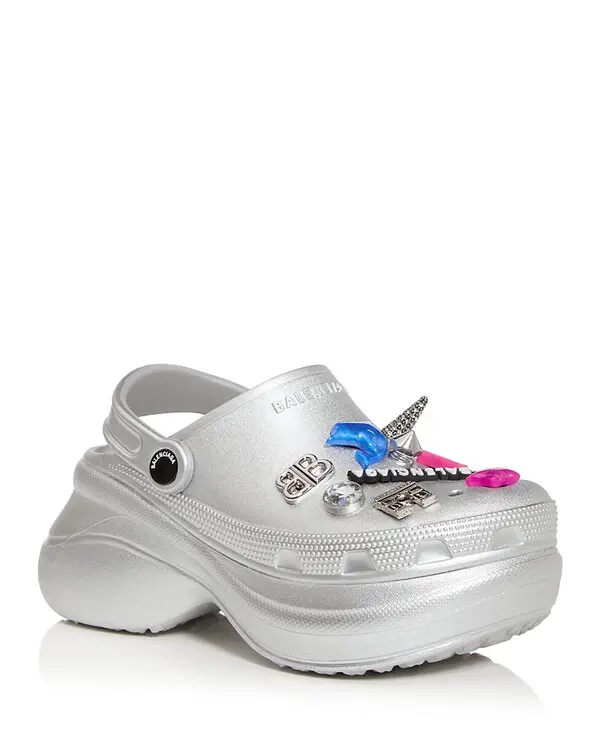 Balenciaga X Crocs Platform Clogs - Silver Metallic