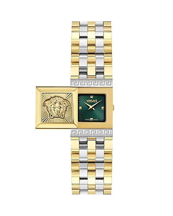 Versace Reveal Square Watch - Green/two Tone