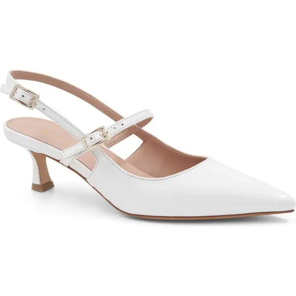Bruno Magli Luciana Pointed Toe Slingback Pump - Bone Crinkled Patent