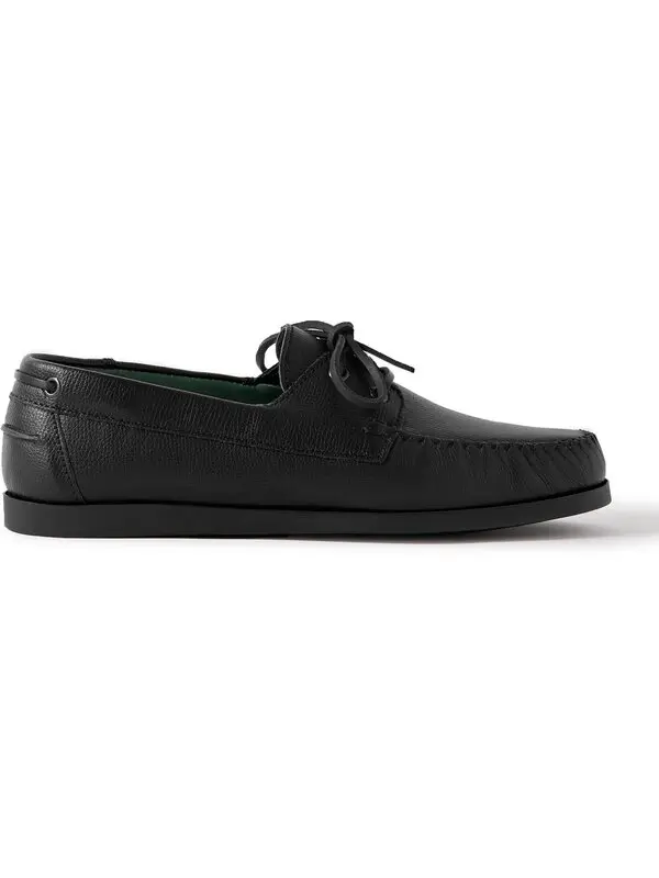 VINNY'S Boatman Full-grain Leather Boat Shoes - Black