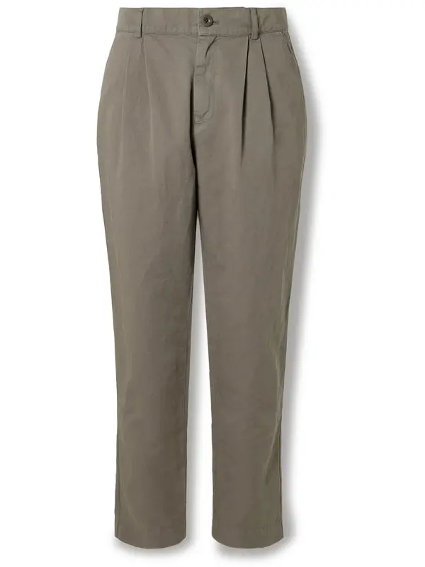 Mr P. Steve Slim-fit Pleated Trousers - Green