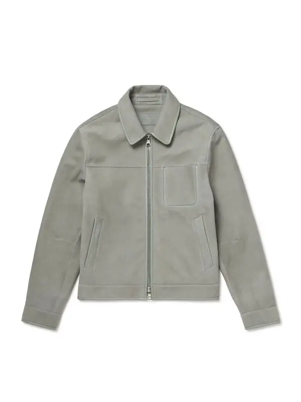 Mr P. Panelled Leather-trimmed Suede Jacket - Green