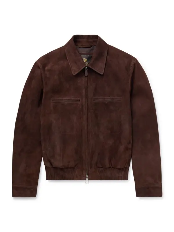 Loro Piana Kane Rain System® Suede Bomber Jacket - Brown
