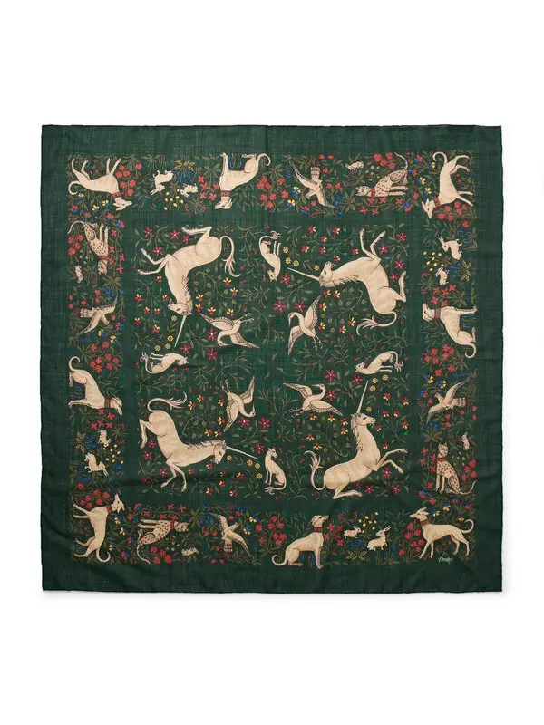 DRAKE'S Printed Wool And Silk-blend Scarf