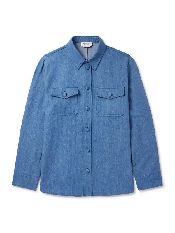 Gabriela Hearst Everly Cotton And Linen-blend Chambray Overshirt