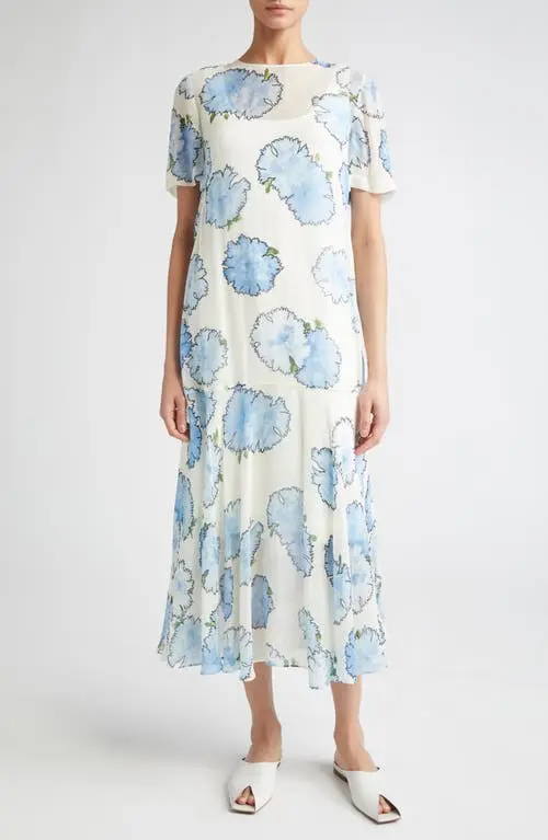 Akris Carnation Print Silk Dress