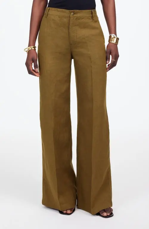 Madewell Zoe Relaxed Wide-leg Linen Pants - Safari Khaki