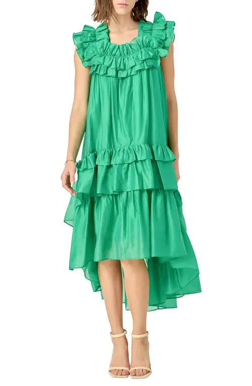 English Factory Ruffle High-low Maxi Dress
