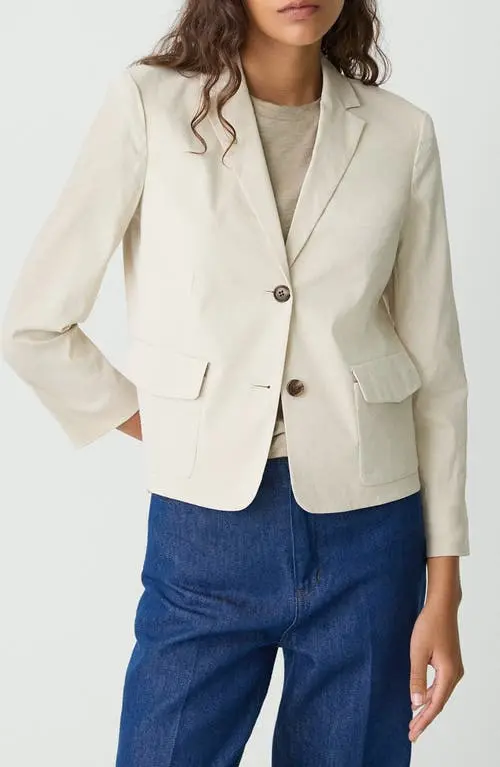 Theory Linen-blend Shrunken Blazer - Straw