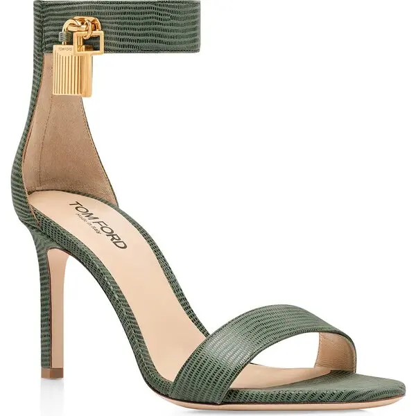 TOM FORD Padlock Lizard Embossed Sandals