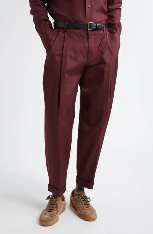 Dolce & Gabbana Double Pleat Cropped Stretch Cotton Pants - Dark Violet