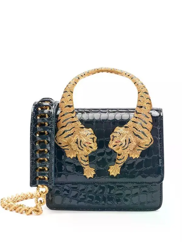 Roberto Cavalli Roar Crocodile-print Mini Bag - Blue