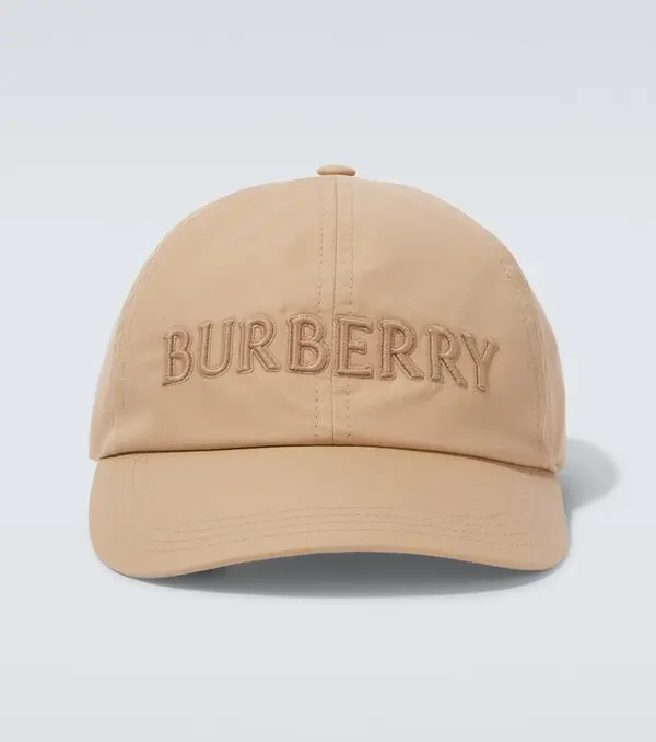 Burberry Logo Embroidered Gabardine Baseball Cap - Beige