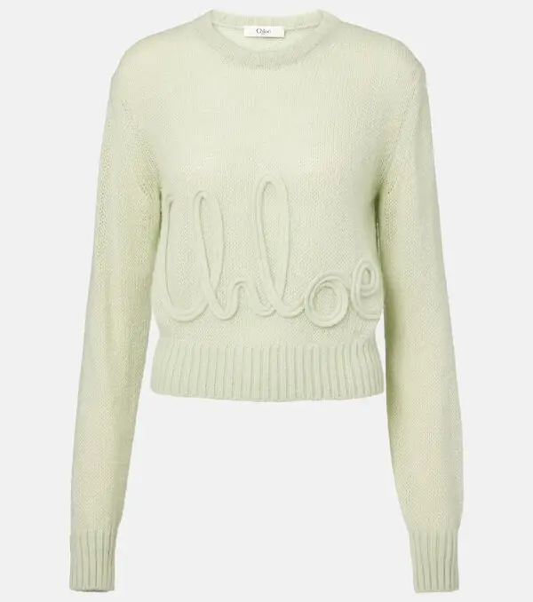 Chloé Logo Alpaca And Silk Sweater - Green