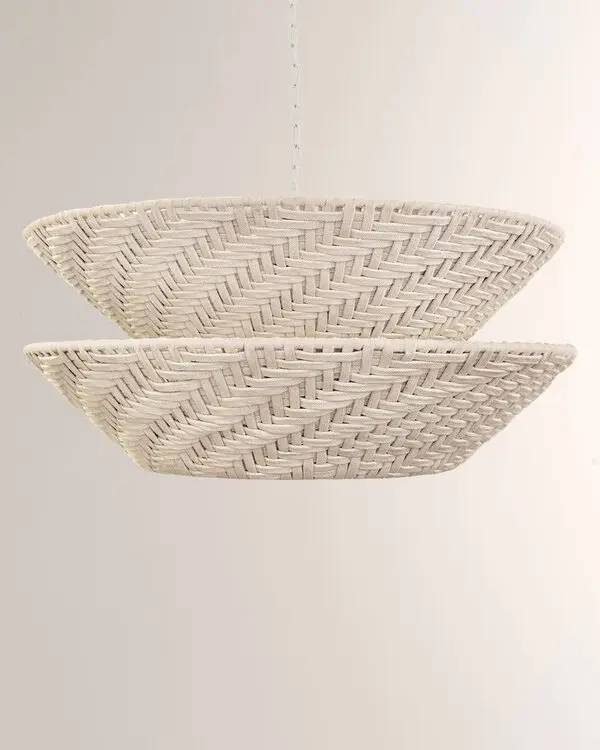 WORLDS AWAY Takoda 33" 3-light Tiered Woven Chandelier