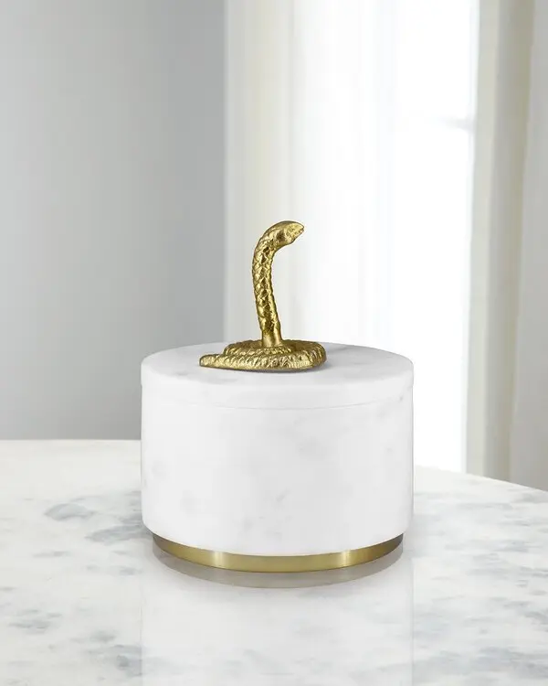 WORLDS AWAY Snape Marble Snake Box