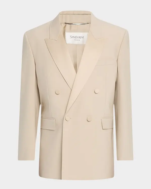 Saint Laurent Double-breasted Tuxedo Jacket - Camel