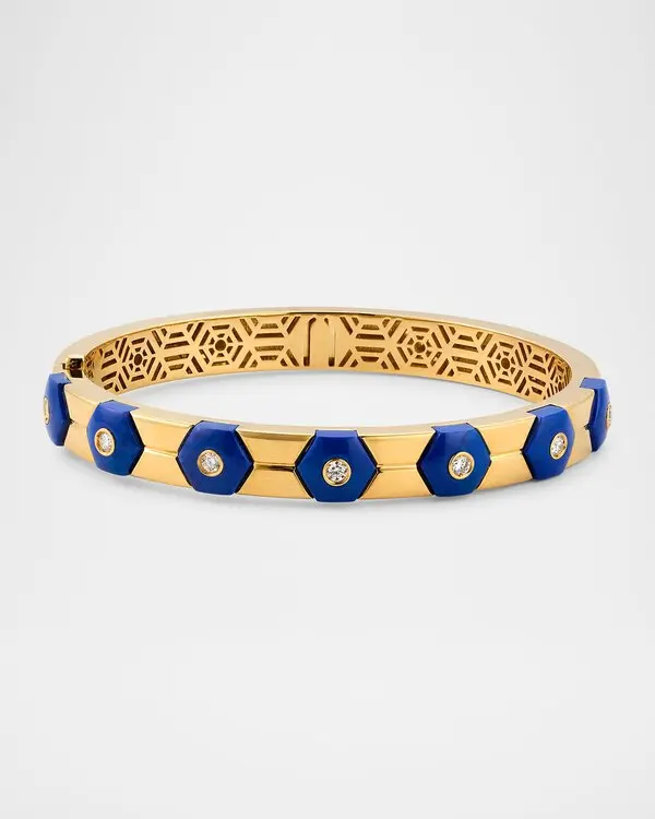 Miseno Baia Sommersa Bangle In Yellow Gold With Diamonds And Lazuli