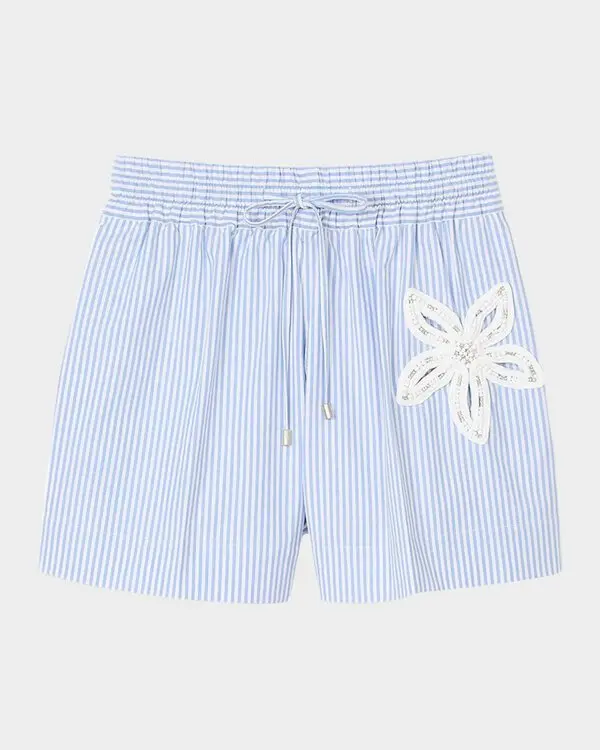 Sandro Physalis Striped Shorts - Sky Blue
