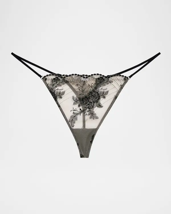 Wacoal Midnight Soiree Embroidered Low-rise Tonga - Caviar