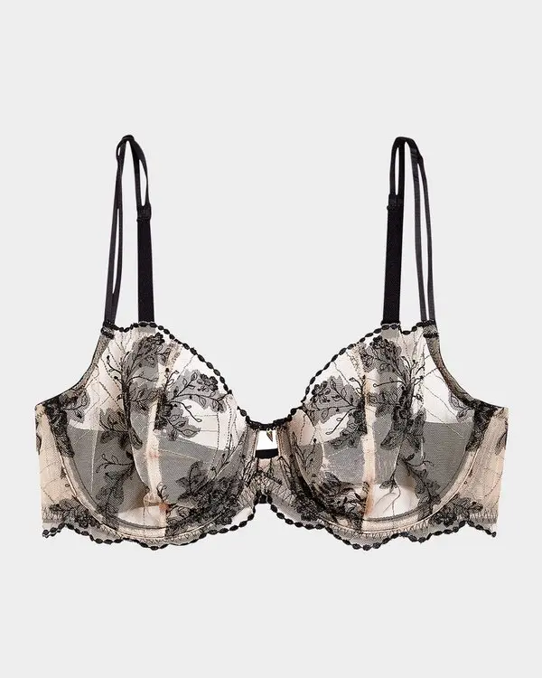 Wacoal Midnight Soiree Embroidered Full-cup Bra - Caviar