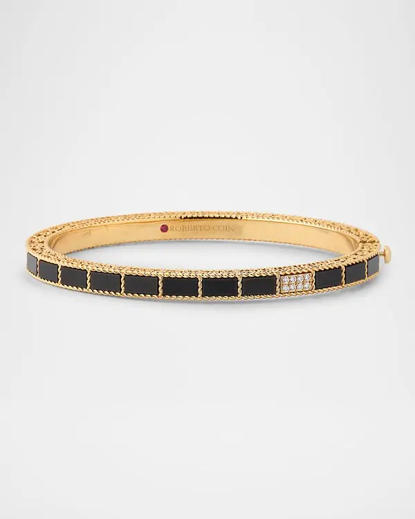 Roberto Coin 18k Gold, Black Jade, And Diamond Bangle