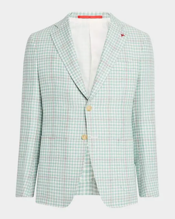 Isaia Graph Check Sport Coat - Open White