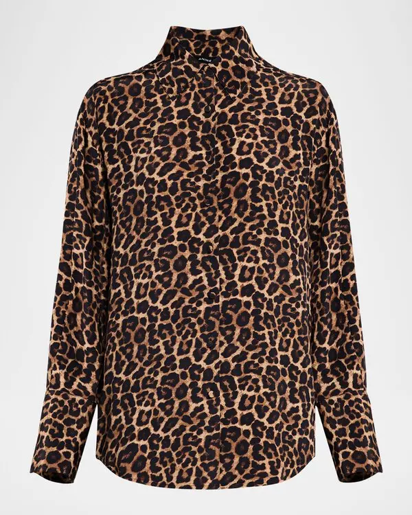 ANINE BING Bridget Georgette Blouse - Leopard