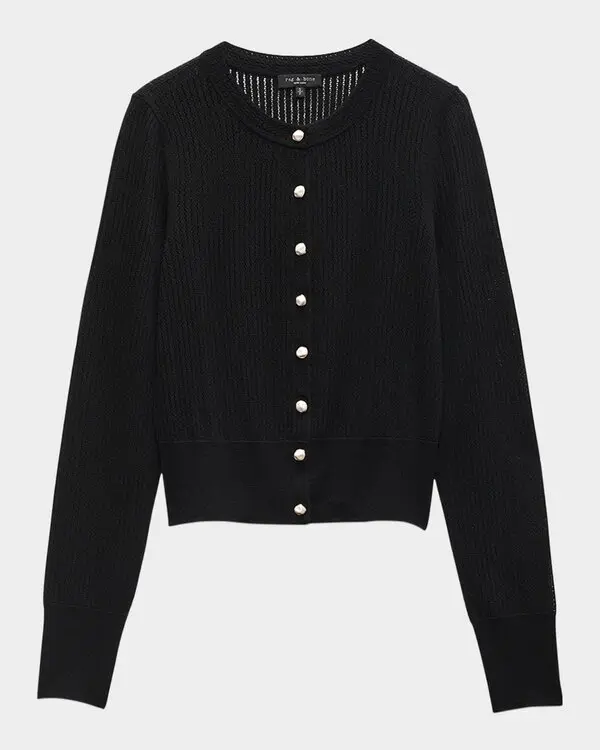 Rag & Bone Molly Pointelle Knit Cardigan - Black