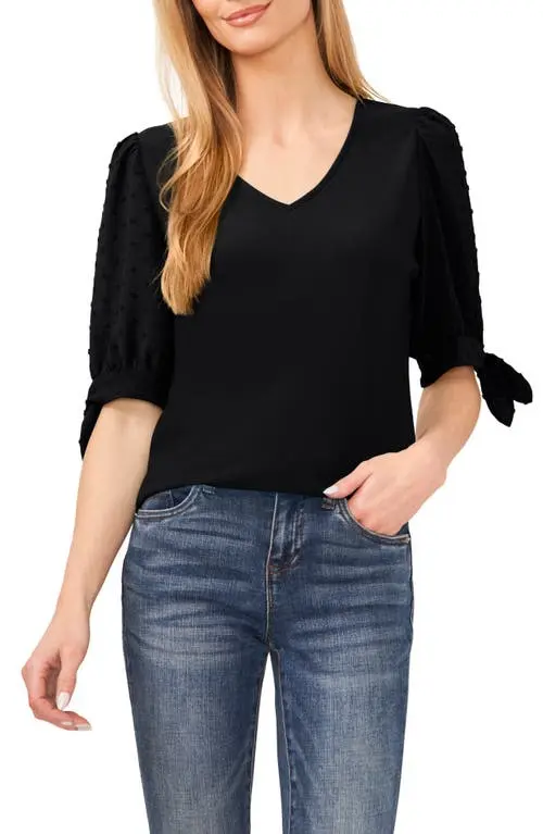 CECE DUPRAZ Clip Dot Sleeve Crepe Top