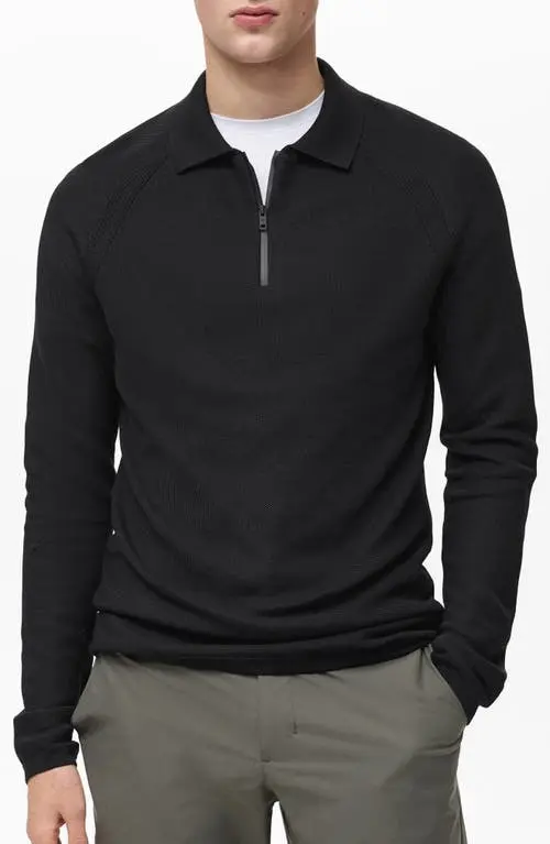Mango Long Sleeve Quarter Zip Polo With Coolmax® Technology
